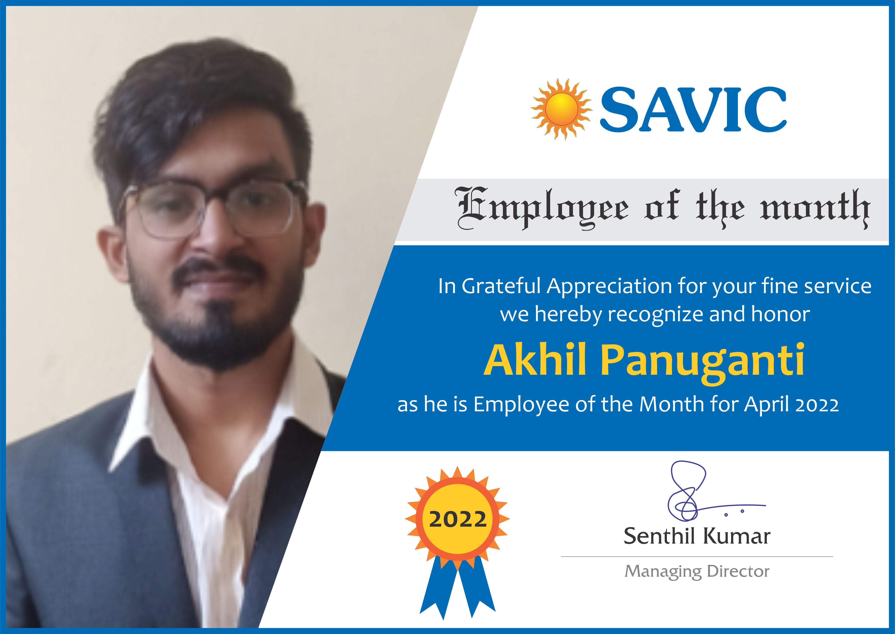 Employee of The Month | SAVIC Technologies