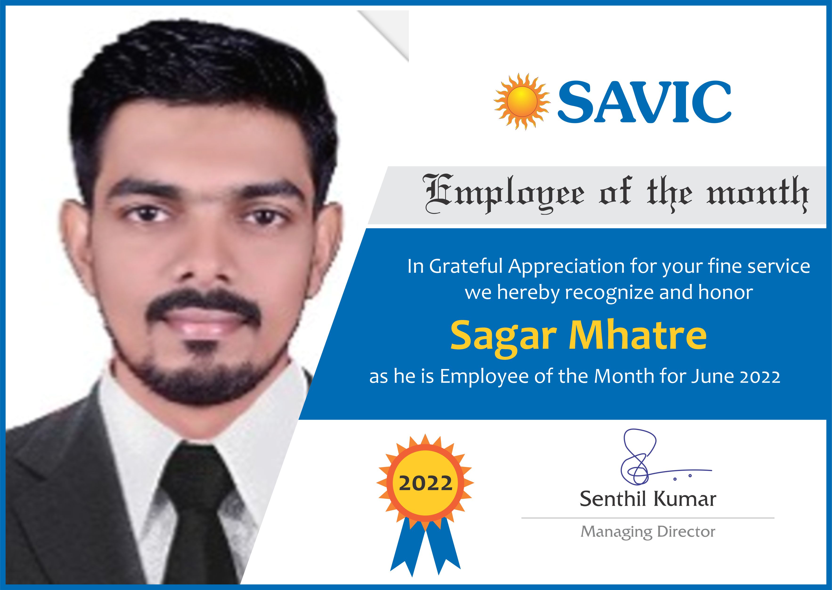 Employee of The Month | SAVIC Technologies